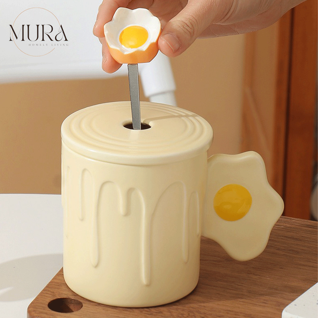 360mL PERCUMA Sudu Dan Penutup EGG Cawan Comel Seramik Set Telur Hadiah ...