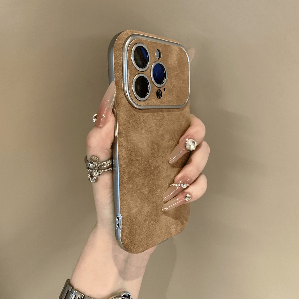 Luxury flip fur large window silicone phone case for iPhone16 15 14 13 ...