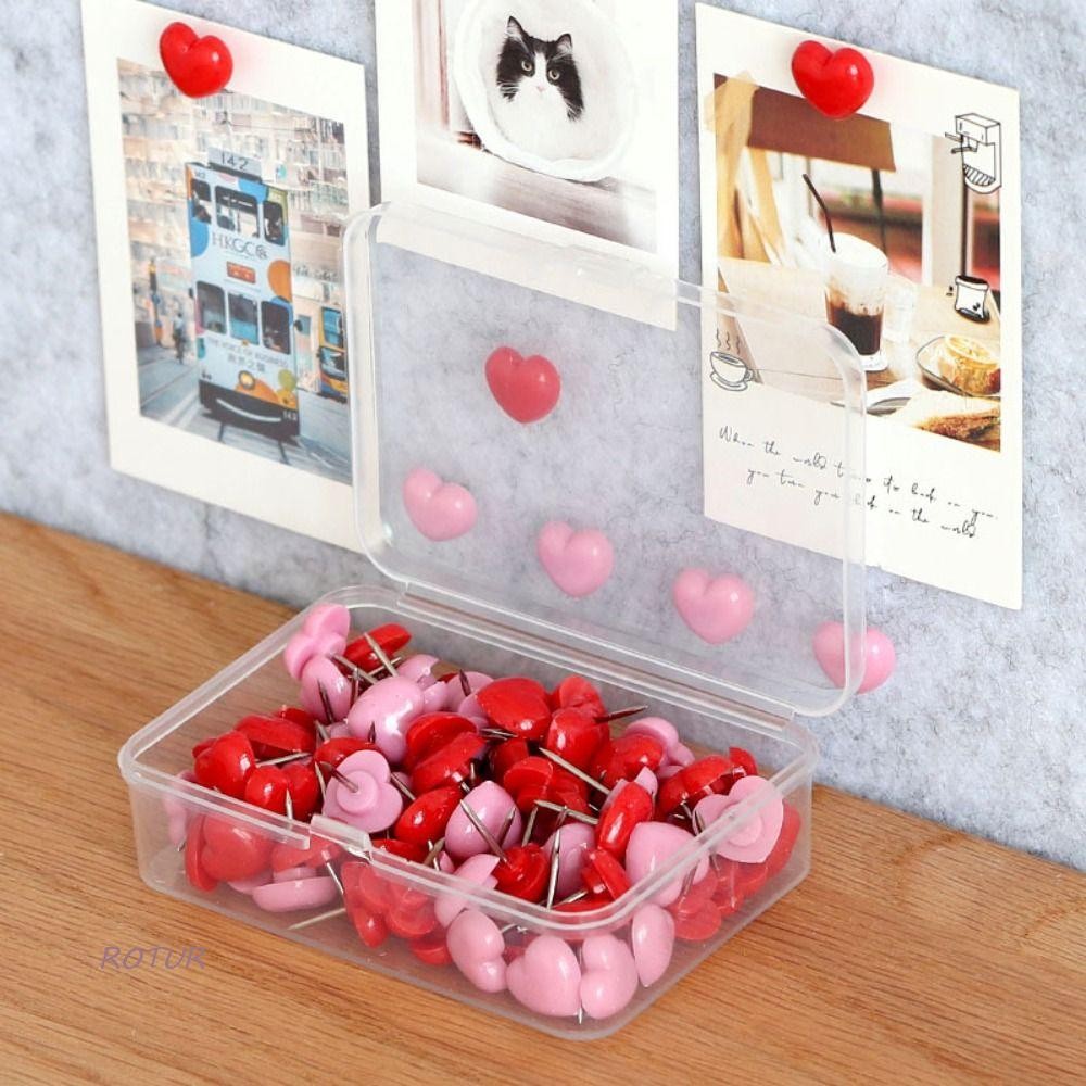 ROTUR 50pcs Plastic Push Pins, Metal Plastic Colored Push Pins, Office ...