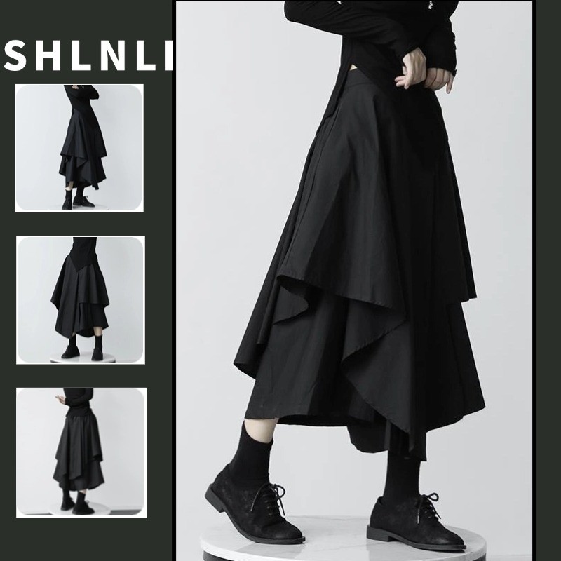 Spring Summer Women's Gothic Dark Irregular High Waisted Skirt ...