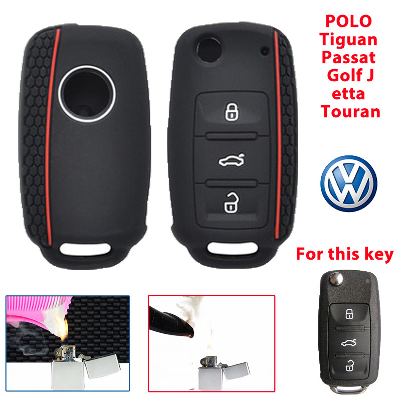 VW Silicone Key Cover Remote Fob Case Shell For Volkswagen Polo Tiguan ...