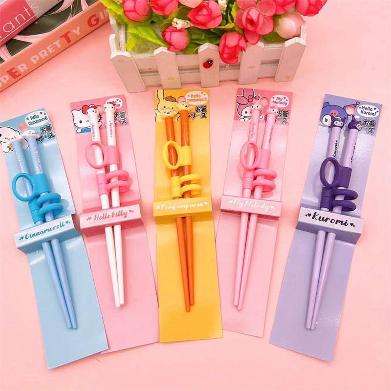 Children Learning Chopsticks Cartoon Auxiliary Chopsticks Cute Kuromi ...
