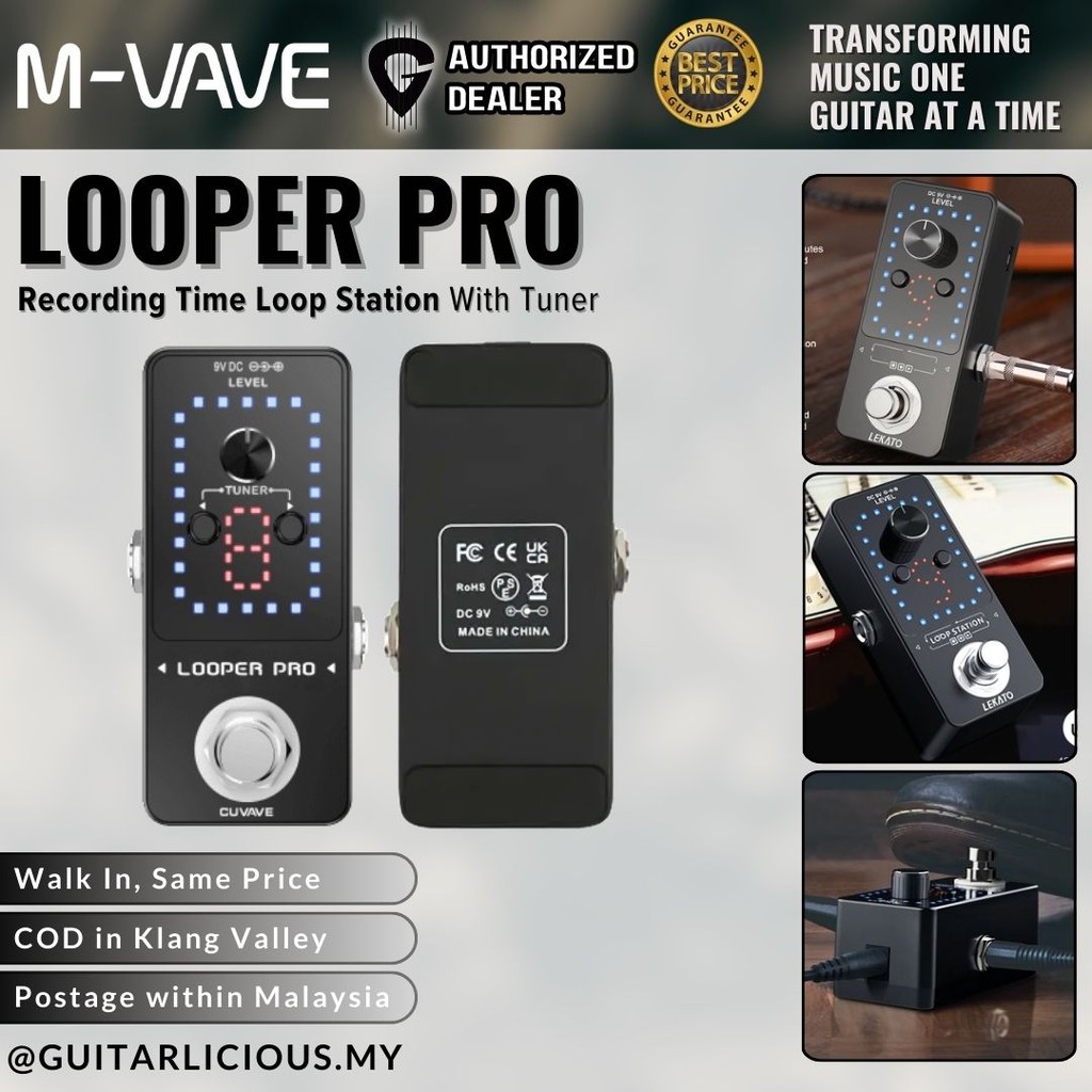 M-VAVE Looper Pro Guitar Effect Pedal 9 Loops 40 Minutes Recording Time ...