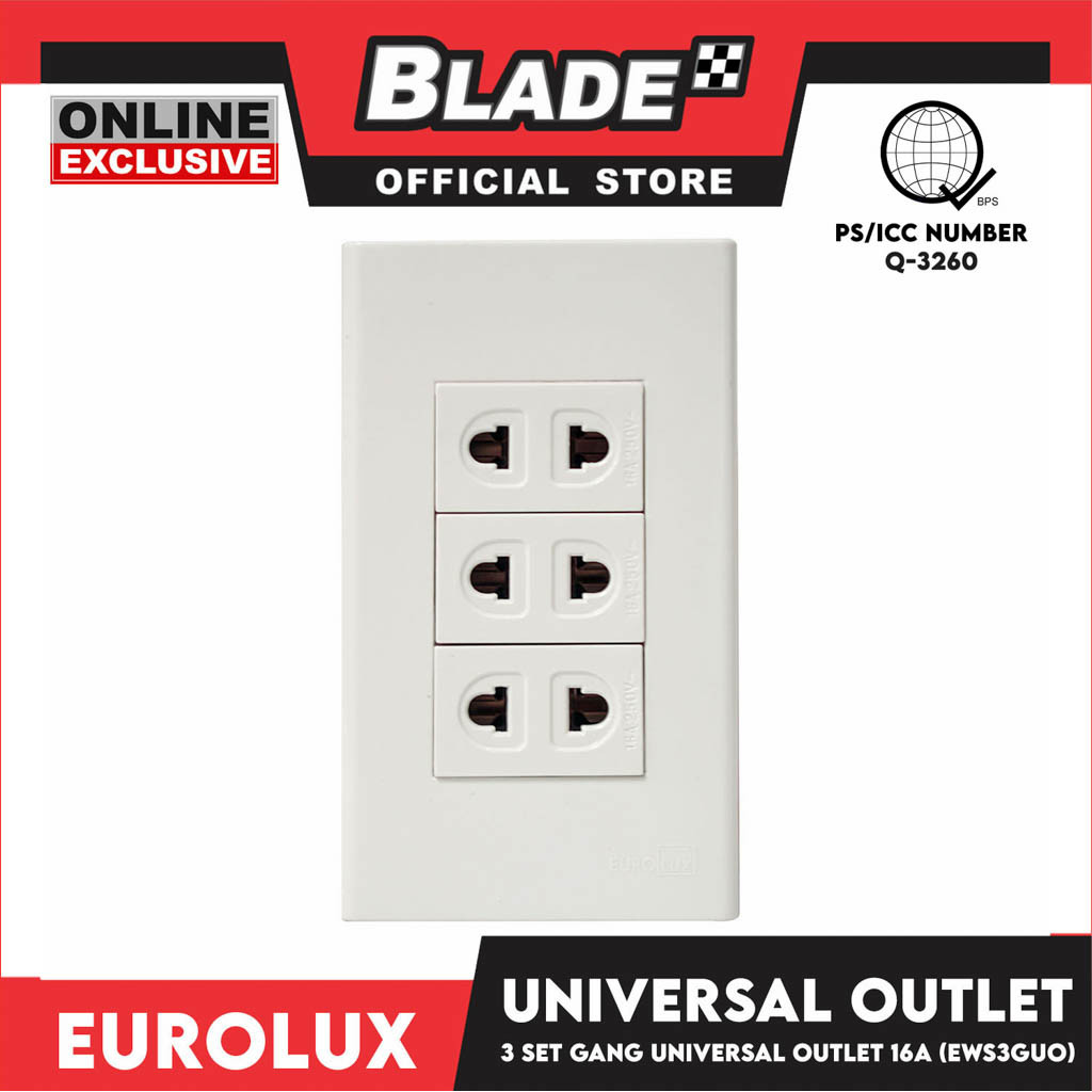 Eurolux Wiring Devices 3 Gang Universal Outlet EWS3GUO 16A | Shopee Malaysia