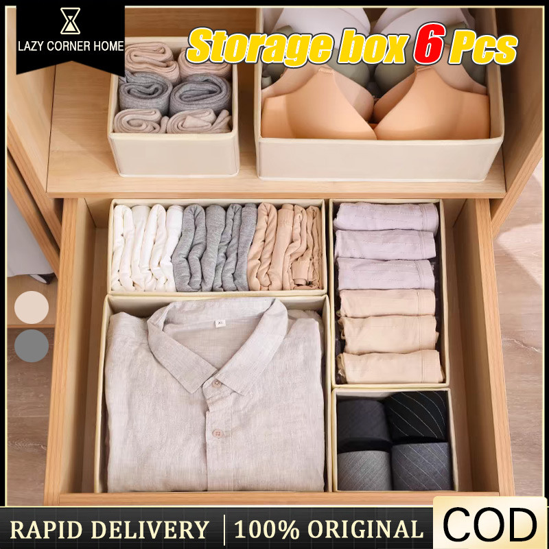 Clothes Organizer Storage Box 6PCS Drawer Storage Box Collapsible ...