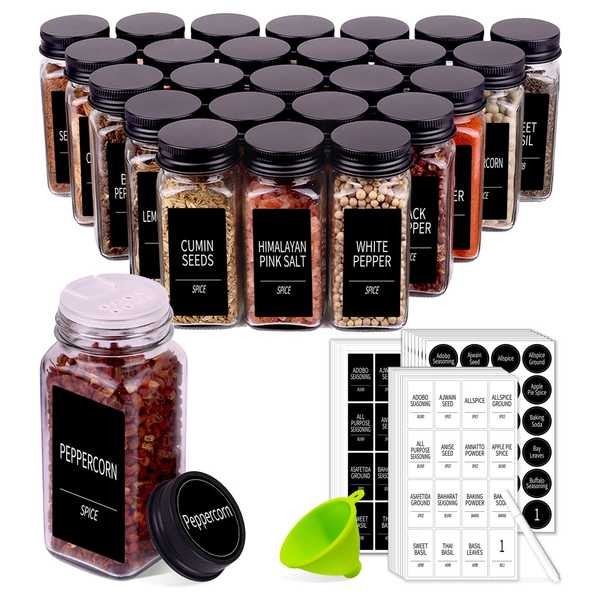 food container barang dapur Botol perasa persegi penutup hitam, botol ...