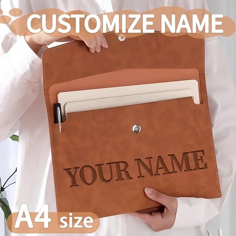 Personalized A4 File Folder - Custom Engraved Name File Bag Magnetic ...