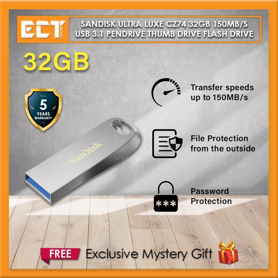 Sandisk Ultra Luxe CZ74 32GB 64GB 128GB 256GB 512GB 150MB/s USB 3.1 ...