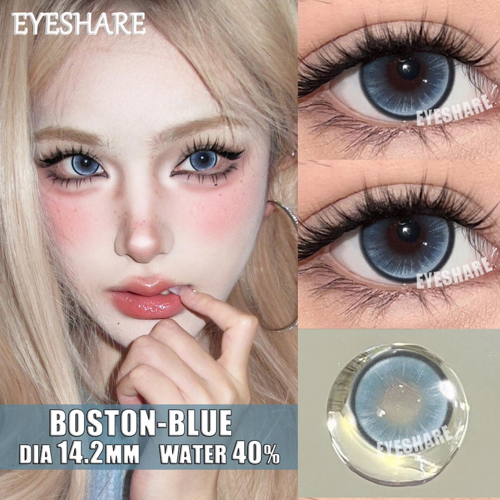 EYESHARE 2pcs Contact Lens BOSTON Series Blue Gray 14.2mm Makeup ...