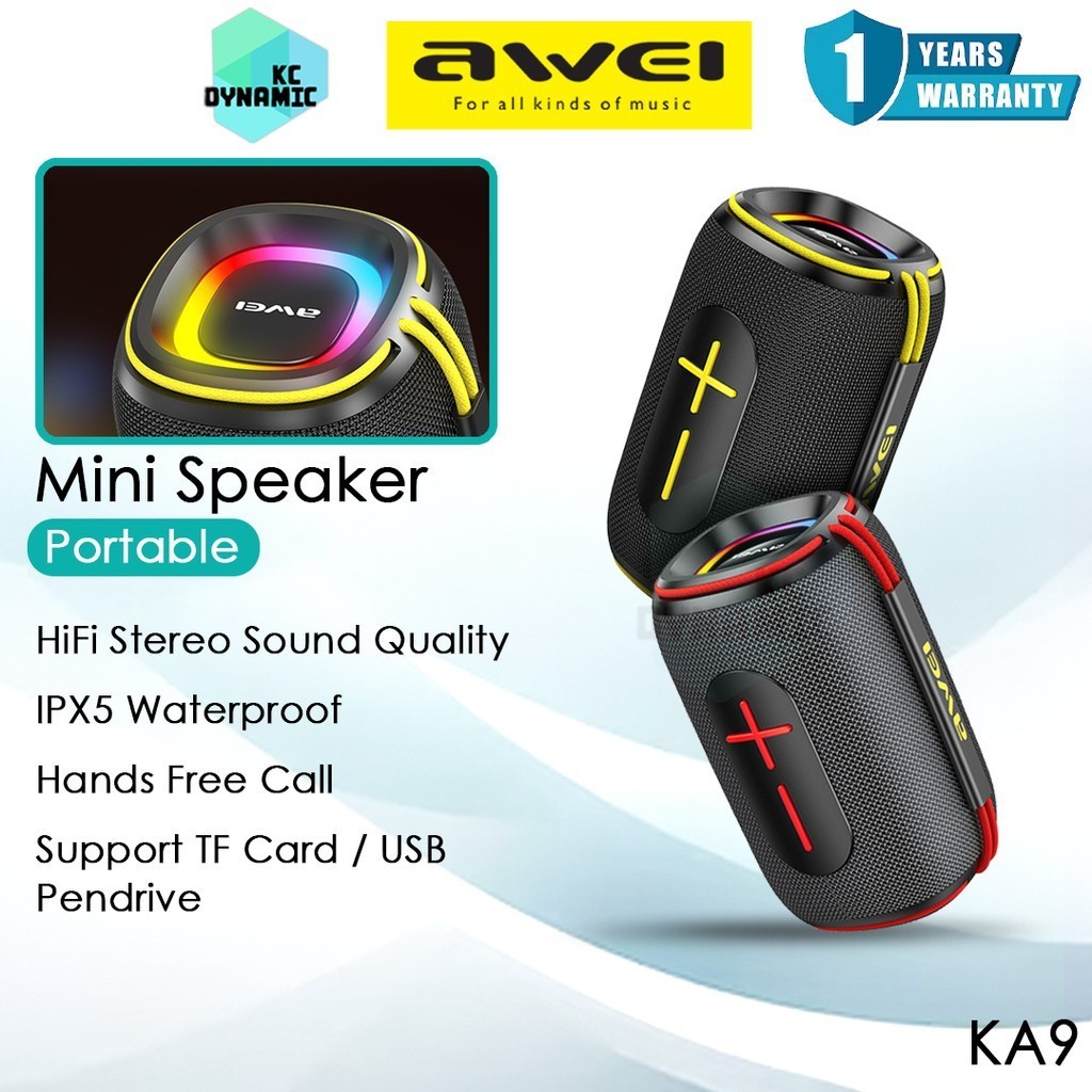 Awei KA9 Wireless Speaker HiFi Stereo Sound Heavy Bass RGB Outdoor ...