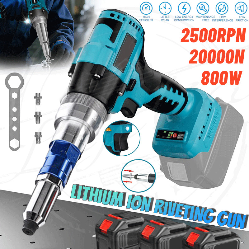 Cordless Brushess Electric Rivet Guns 10000N 88VF Rivet Nut Guns Drill ...