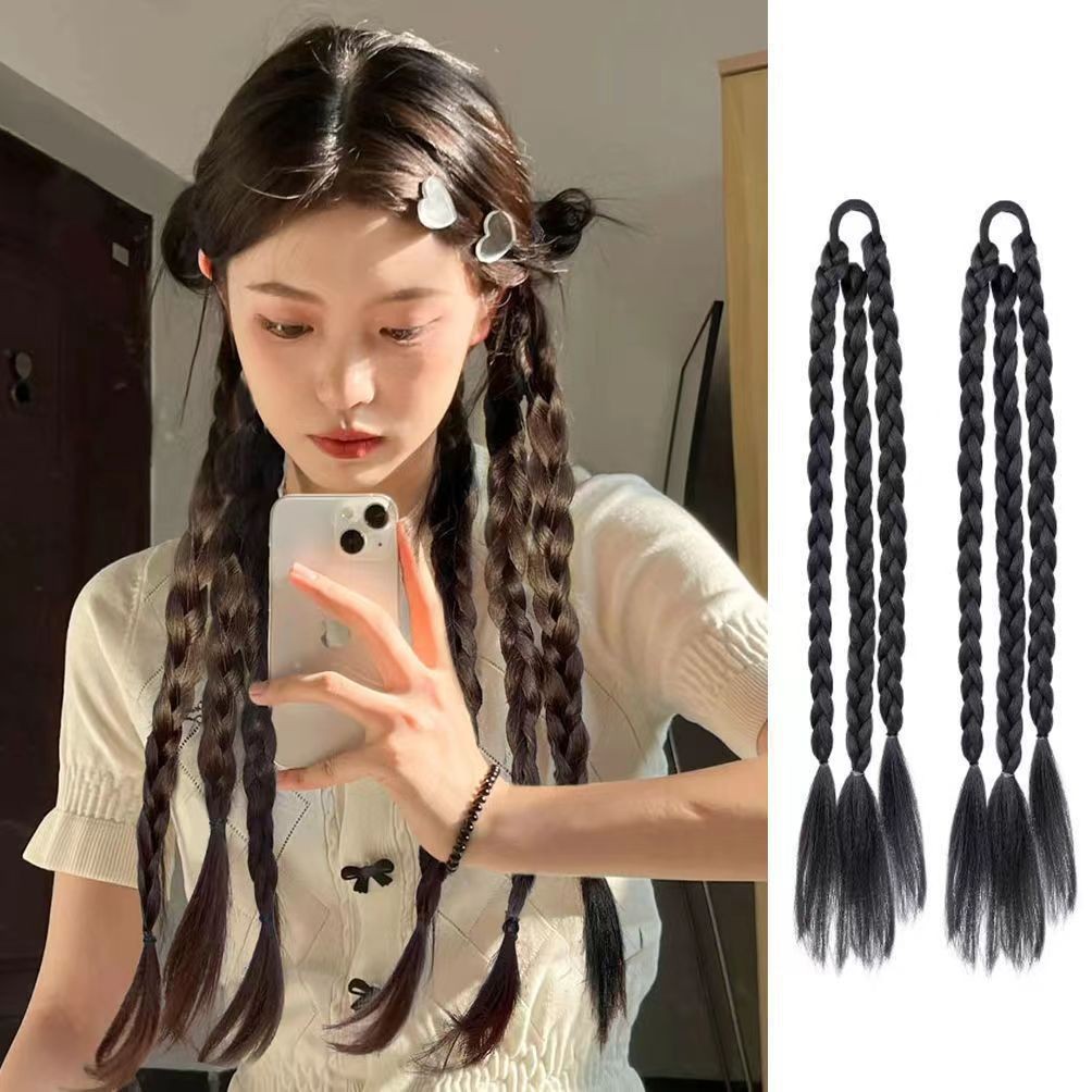 R READY STOCK Boxing Braids Wig Female Braids Double Ponytail ...