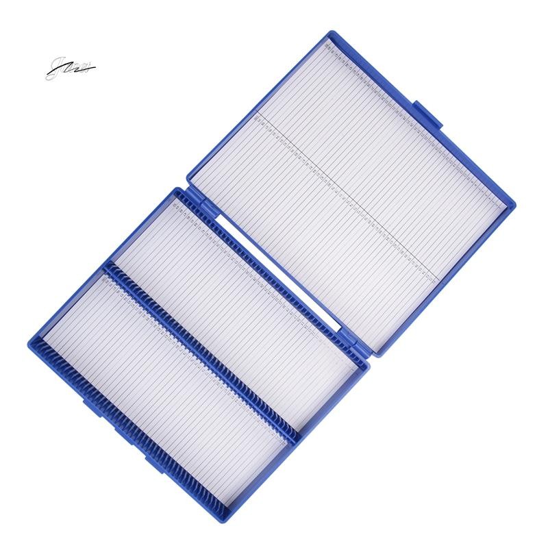 Royal Blue Plastic Rectangle Hold 100 Microslide Slide Microscope Box ...