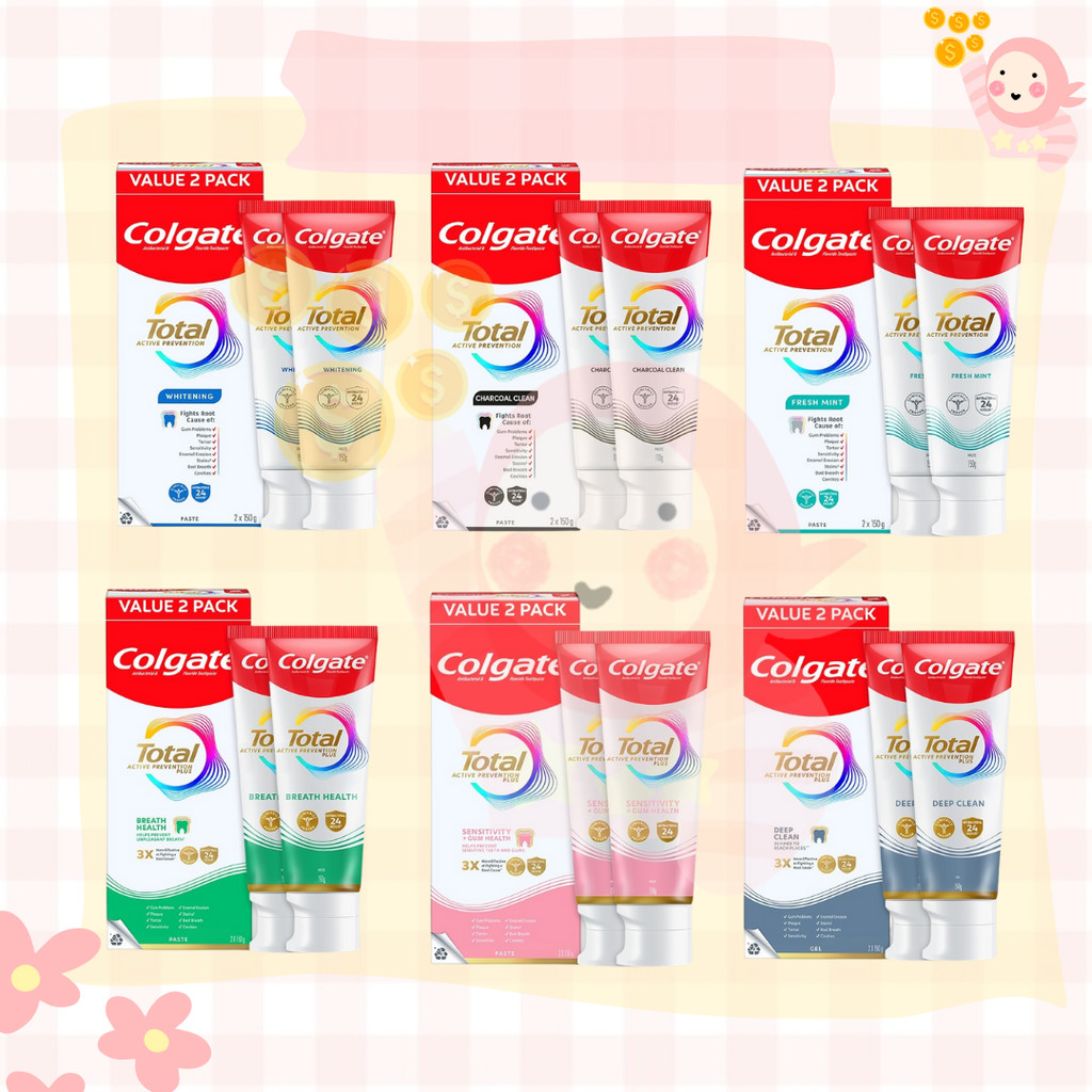 Colgate Total 12 Toothpaste 2x150g Colgate Total White Ubat Gigi Plaque Release Cool Gentle 95g ...