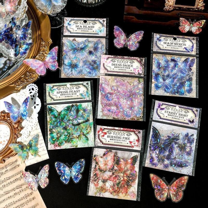 ENWEI 20 Pcs [Butterfly Contract Series] Aesthetics Journal Stickers ...