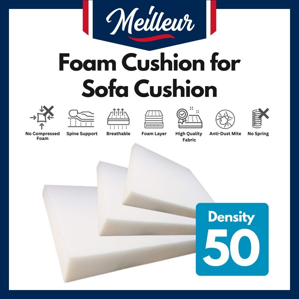 Meilleur 50D High Density 2-4 Inch Square Foam Cushion Sofa Seat Couch ...