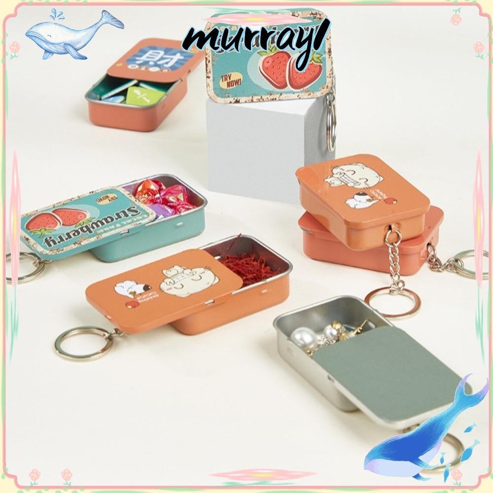 MURRAY1 Metal Box, DIY with Sliding Lids Push-Pull Tin Box, Cartoon ...