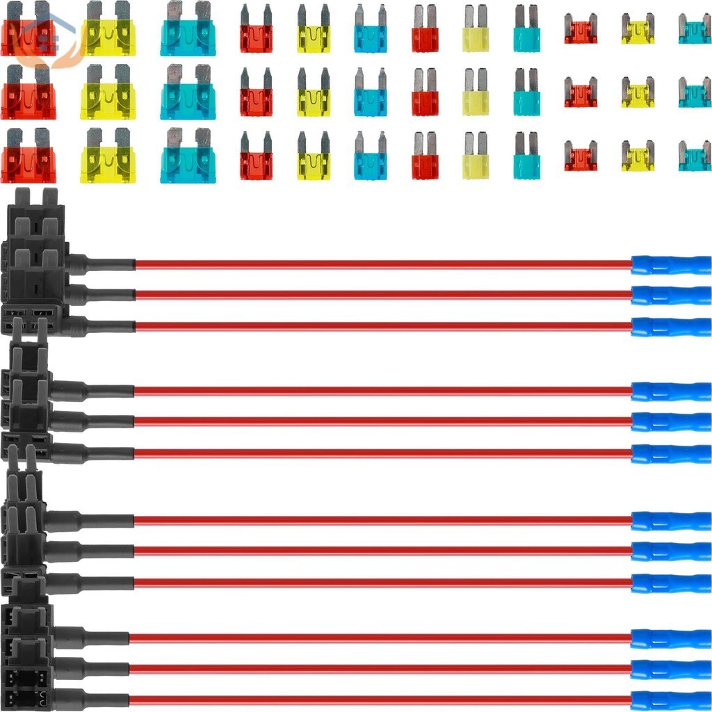 12Pcs 4 Types Fuse Tap Professional 12V Fuse Holder Tap Kit Standard ...