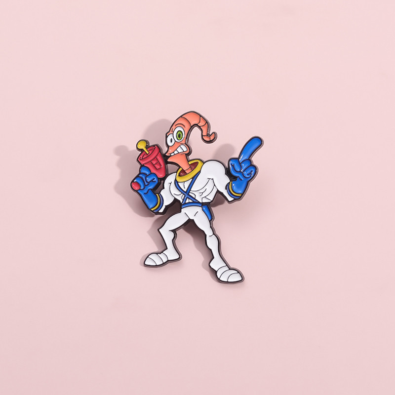 Retro Game Earth Worm Jim Brooch Pins Cartoon Cartoon Characters Brooch ...