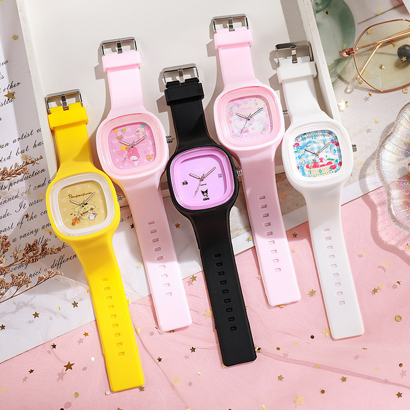 LABUBU Kuromi square Large Dial Silicone Watch Sanrio Cartoon Melody ...