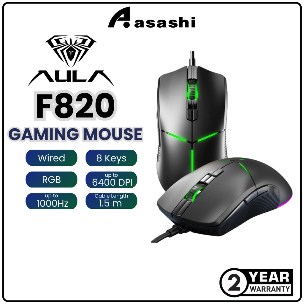 AULA F820 6400DPI RGB 8 Key Gaming Mouse | Shopee Malaysia