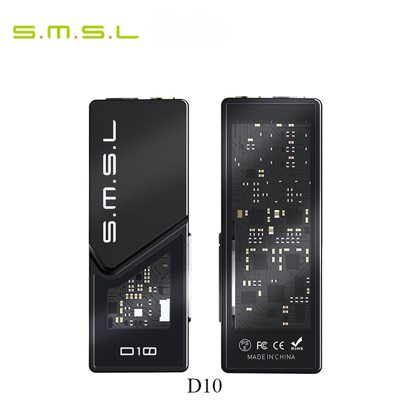 SMSL D10 Portable DAC Headphone Amplifier DSD256 32Bit/384kHz 3.5mm/4.4mm Headphone Output ...
