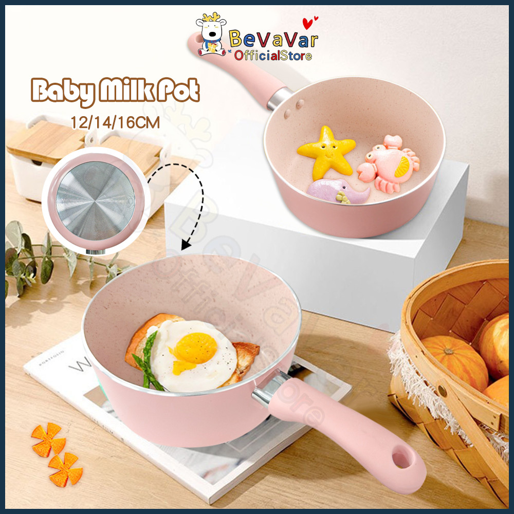 BEVAVAR 16CM Baby Milk Pot Non-Stick Mini Pot Food Supplement Pot Baby ...