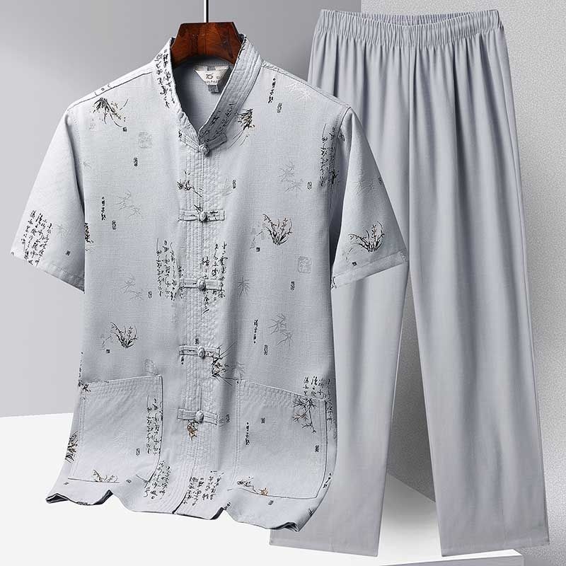 Pakaian Cina pertengahan umur dan tua lengan pendek lelaki baju baju ...