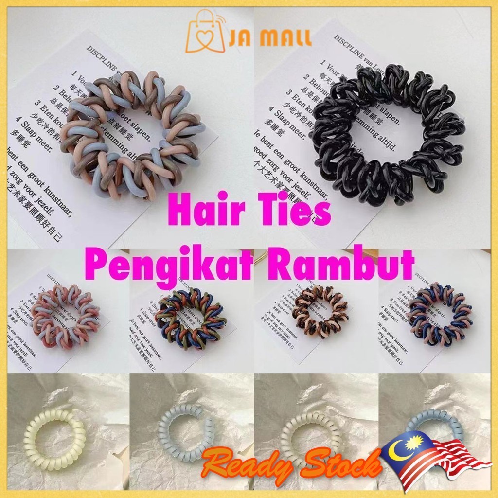 Hair Ties Wire black colour Hair Ties Spiral Hair Pin Getah Rambut Hair ...