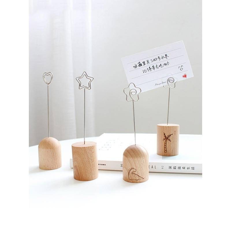 Vertical Note Holder Solid Wood Photo Vertical Clip Card Business Card ...