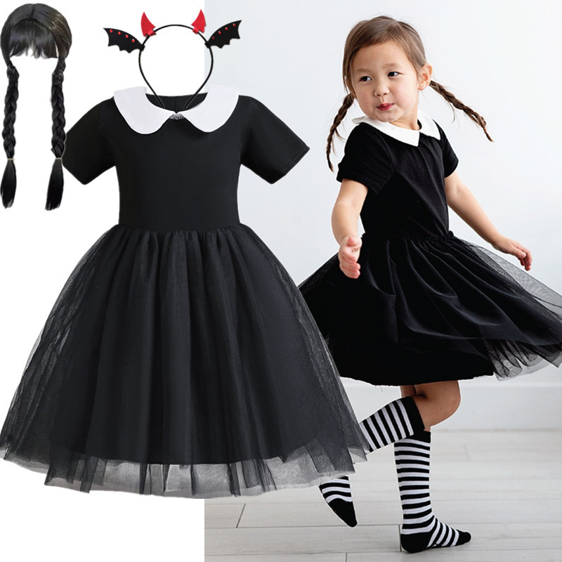 Black Costume Girls Dress for Kids Adams Family Costumes Halloween ...