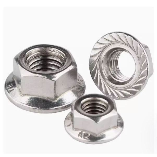 Flange Nut 304 Stainless Steel / Zinc Plated Steel M3 M4 M5 M6 M8 M10 M12 Hexagon Hex Nut ...