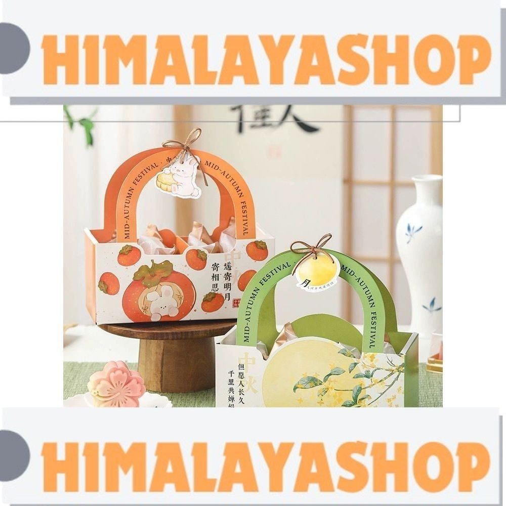 Mid Autumn Cute Bunny Mooncake Gift Box With Handle For 80g Moon Cakes ...