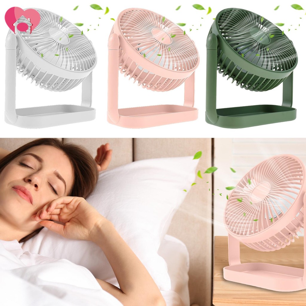 Air Circulator Fan with LED Light 360° Rotation USB Desktop Fan 4 Speed ...