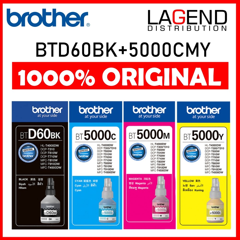 ORIGINAL Brother BTD60BK + BT5000 Ink Set BTD60 T310 T510W T710W T910dw ...