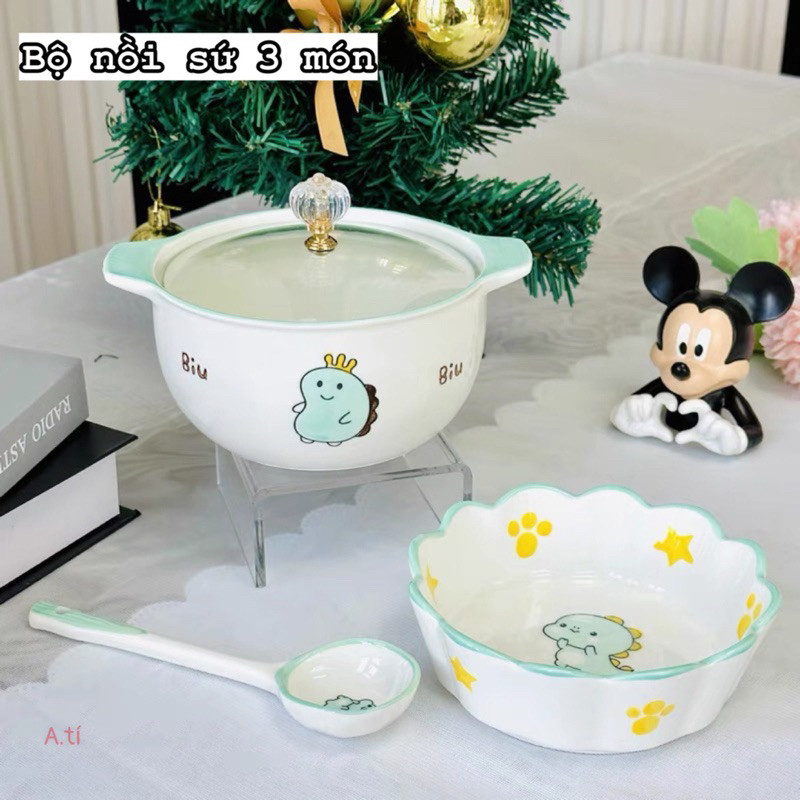 Ceramic Pot Set 3 Piece (Pot + Small Bowl + Spoon) | Shopee Malaysia