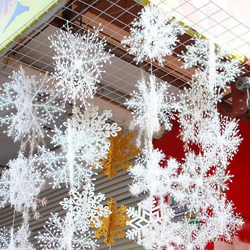 3Pcs Christmas PVC Snowflakes Ornaments Xmas Tree Hanging Snow Flake ...