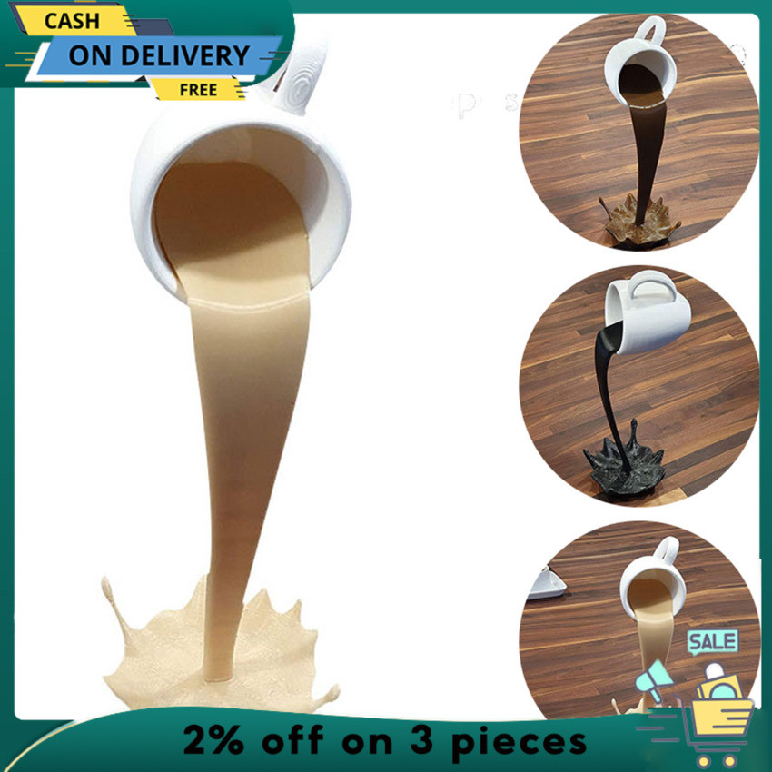15cm Floating Spilling Coffee Cup Sculpture Kitchen Decor Spilling ...