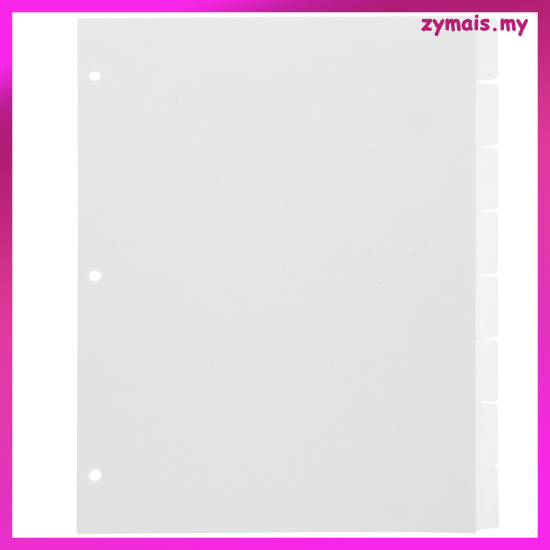 Loose-leaf Index Page Book 3 Holes 8 Pages White Separator Card ...