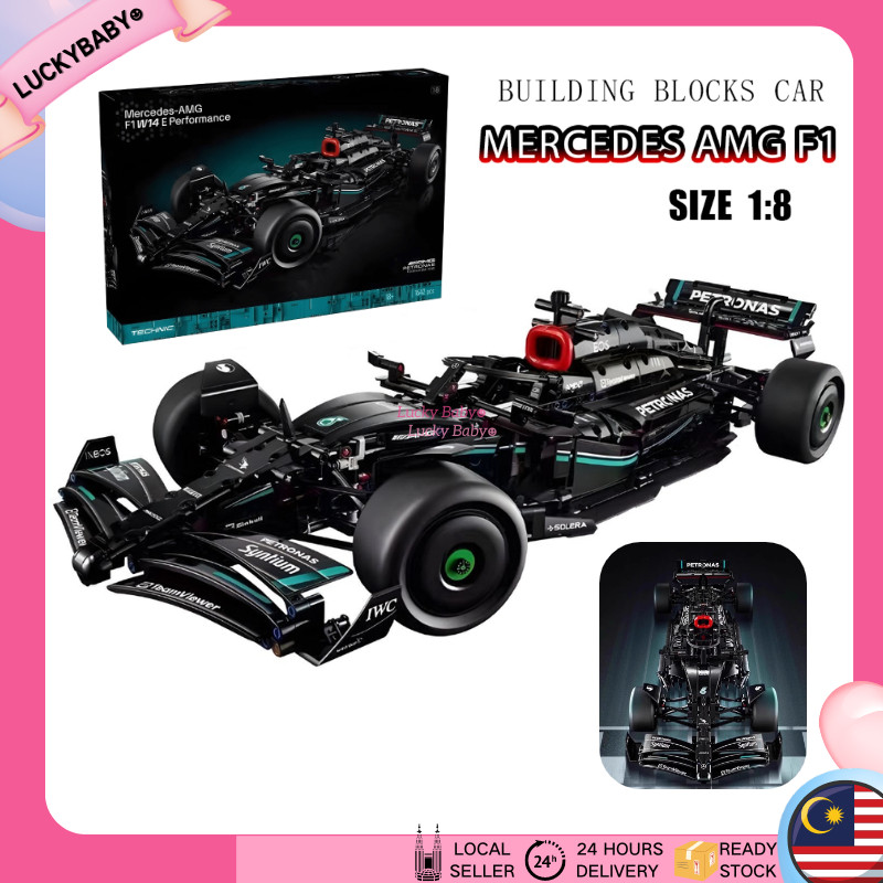 Mercedes AMG F1 Bricks 1:8 Performance Sports Car Building Block Car ...