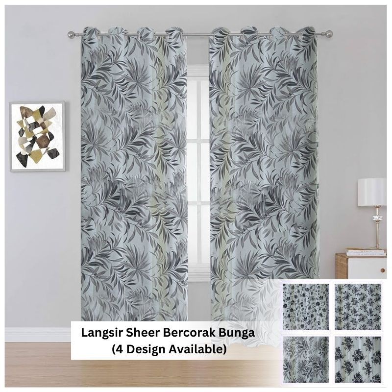 Langsir Sheer Bercorak Bunga (4 Design Available) | Shopee Malaysia