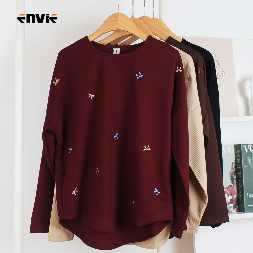 Envie Mini Ribbon Coquette Embroidered Drop Shoulder Pleated Shirt ...