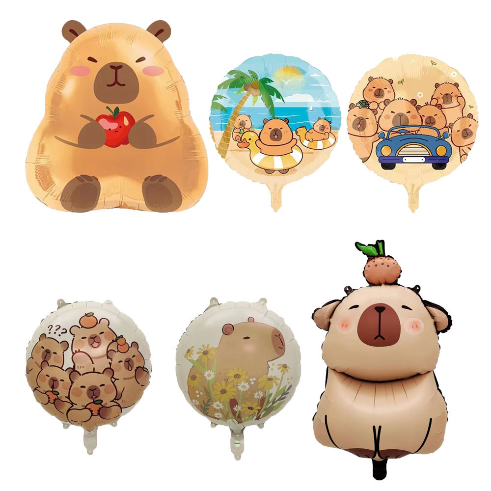 Cute Capybara Animal Themed Balloons Decoration Cartoon Matte Aluminum ...