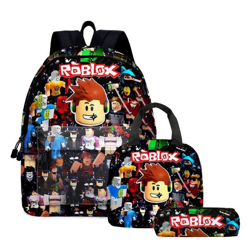 3-piece set Pikachu Stitch ROBLOX Blox Fruit Pokémon Backpack Primary ...