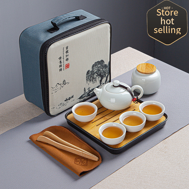 Chinese Tea Set, Portable One Pot Four Cups, Tea Pot set, ceramic, Tea ...