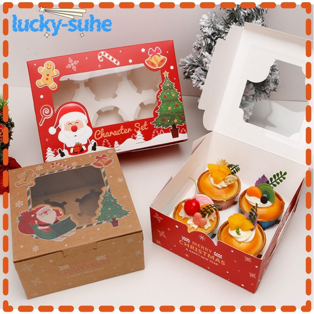 LUCKY-SUHE 6PCS Christmas Bakery Box, Large Paper Christmas Cookie ...