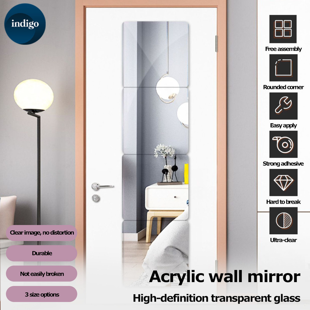 Self Adhesive Mirror Wall Sticker Cermin Panjang Acrylic Mirror Cermin ...