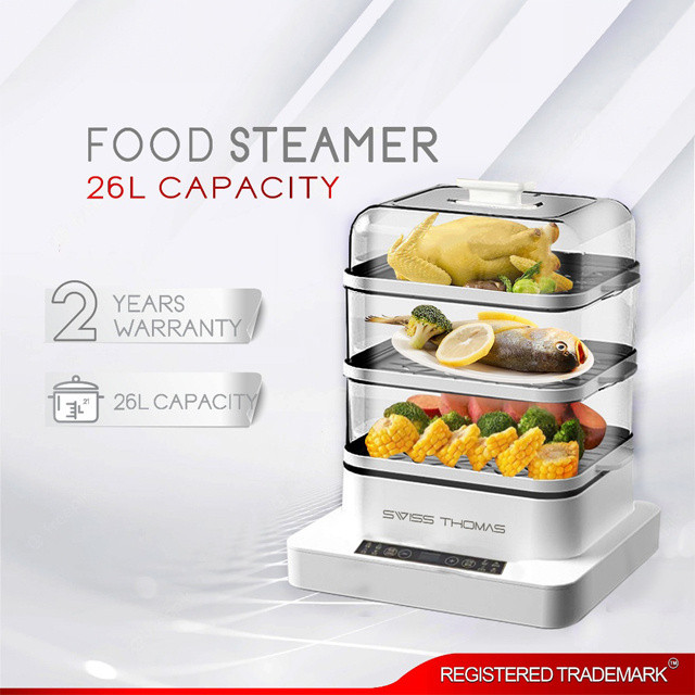 [Shopee Choice]Electric Food Steamer 3 Tier Transparent Cover (26L ...