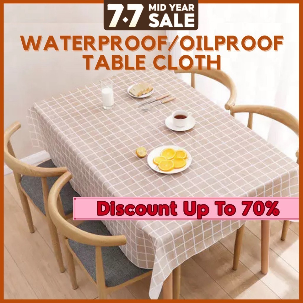 Alas Meja Kalis Air Corak Petak GRID Tikar PVC Boleh Guna Semula Lembut ...