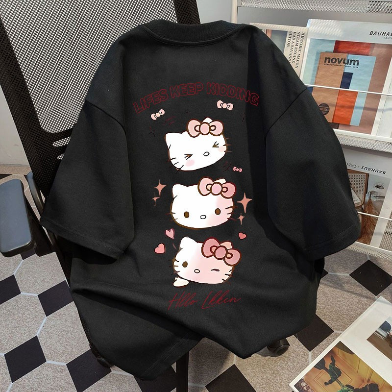 【220G 100%Cotton】SISI Hello Kitty Print Woman Tees New Unisex Short ...